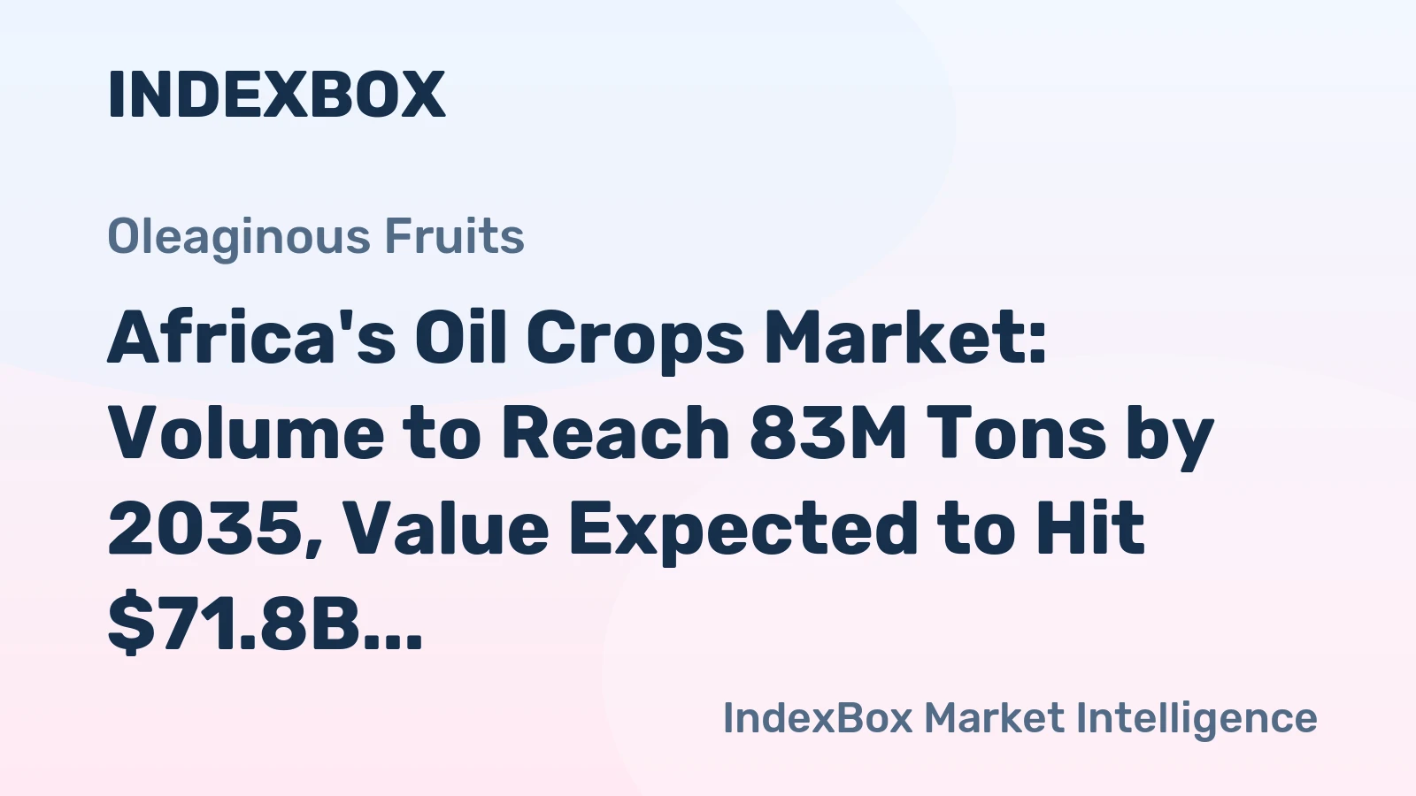 Africa's Oil Crops Market: Volume to Reach 83M Tons by 2035, Value Expected to Hit $71.8B