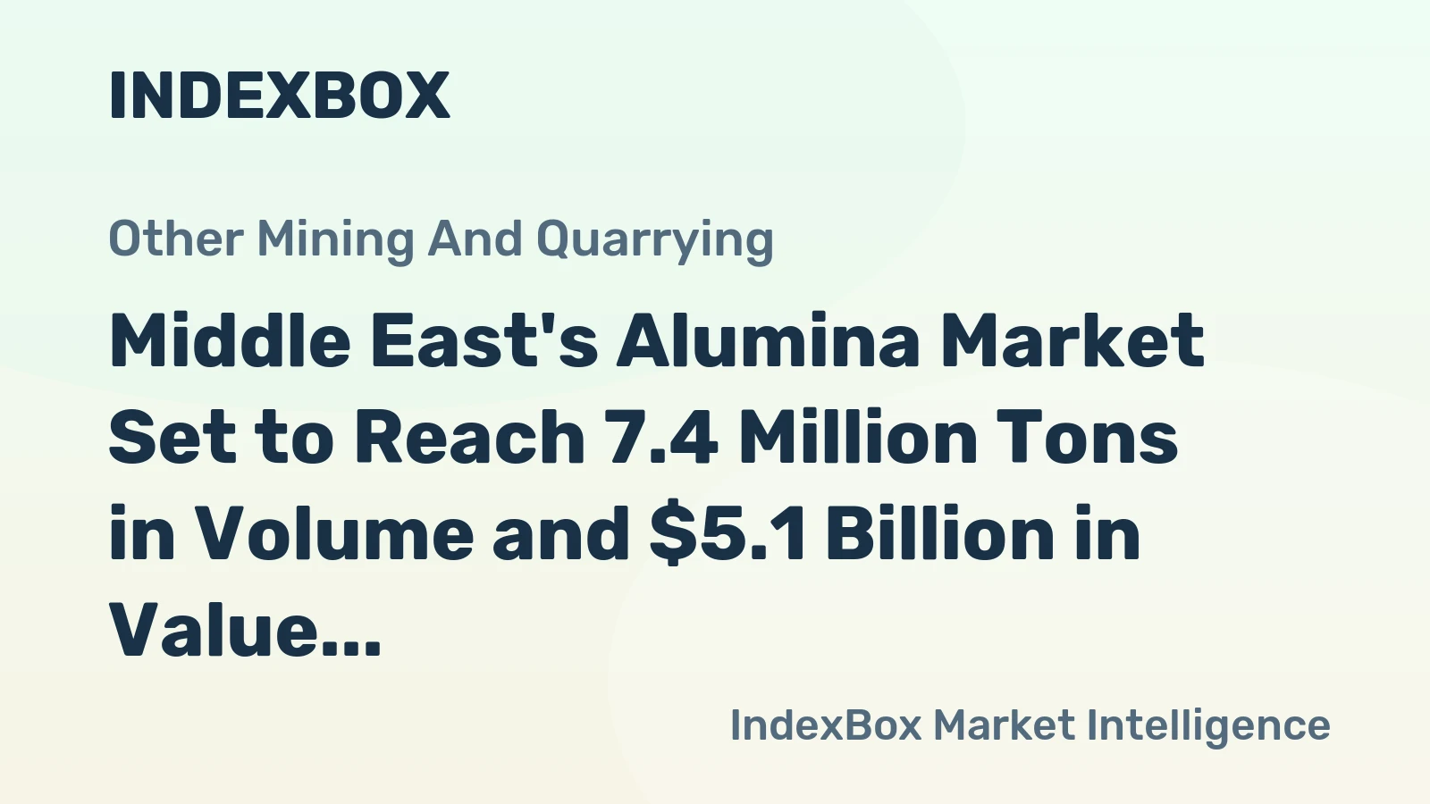 Middle East's Alumina Market Set to Reach 7.4 Million Tons in Volume and $5.1 Billion in Value