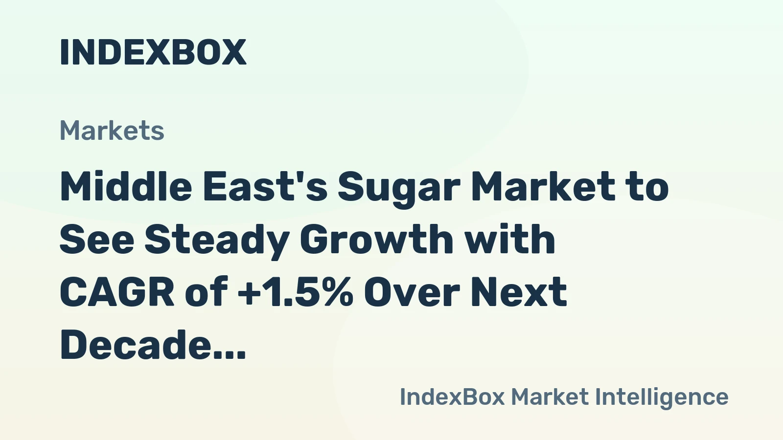 Middle East's Sugar Market to See Steady Growth with CAGR of +1.5% Over Next Decade