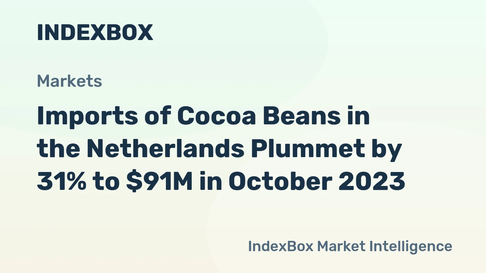 Imports of Cocoa Beans in the Netherlands Plummet by 31% to $91M in October 2023