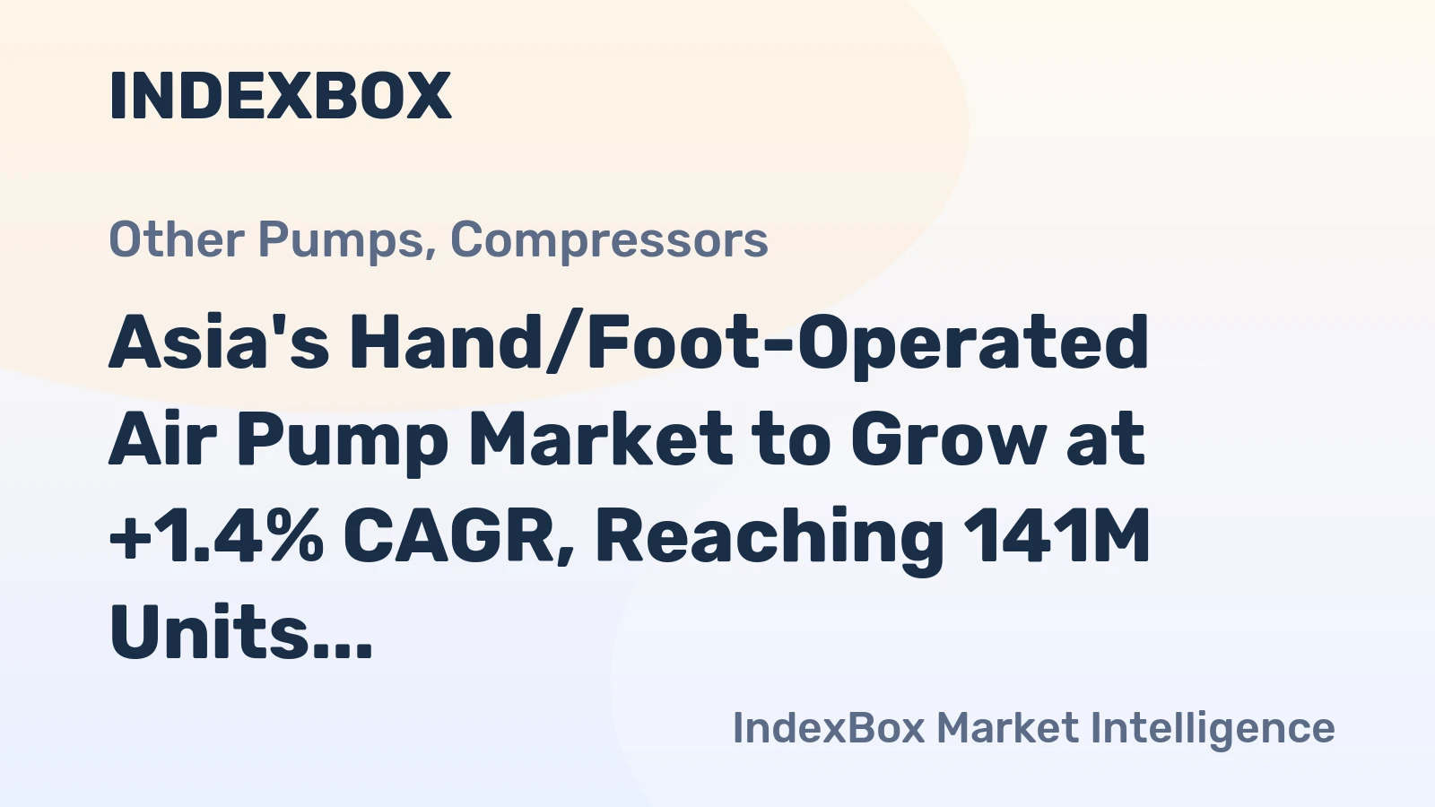 Asia's Hand/Foot-Operated Air Pump Market to Grow at +1.4% CAGR, Reaching 141M Units by 2035