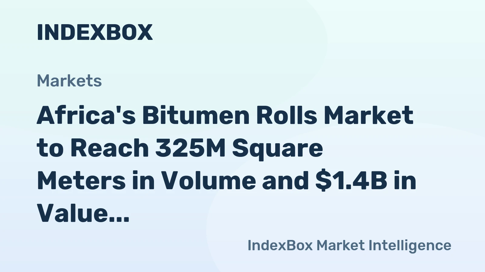Africa's Bitumen Rolls Market to Reach 325M Square Meters in Volume and $1.4B in Value by 2035