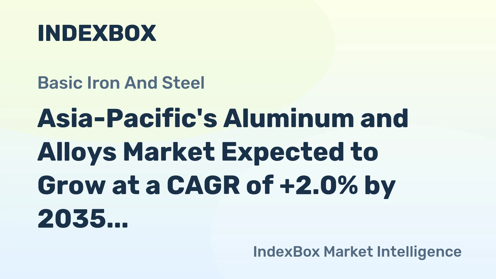 Asia-Pacific's Aluminum and Alloys Market Expected to Grow at a CAGR of +2.0% by 2035