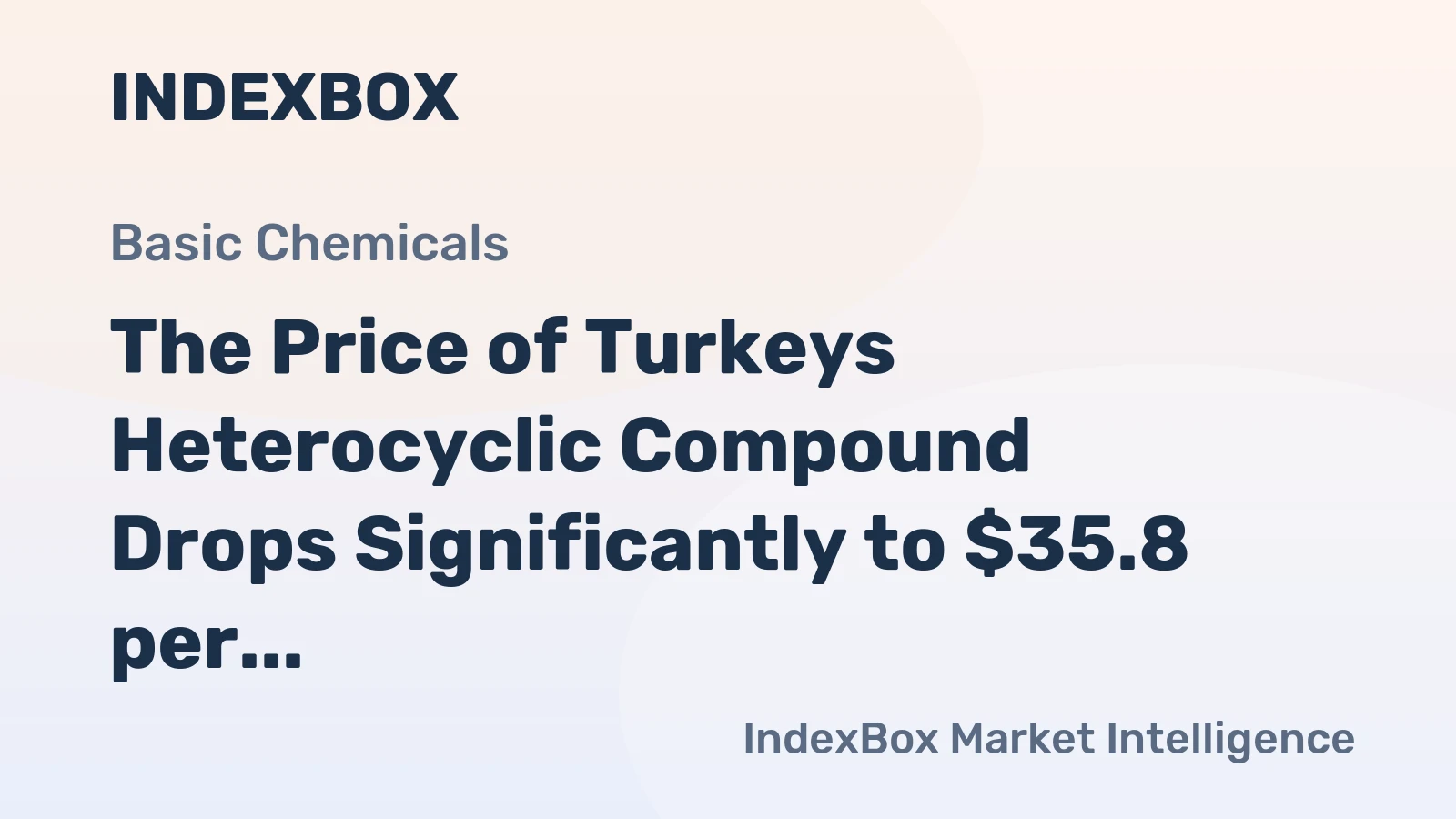 The Price of Turkeys Heterocyclic Compound Drops Significantly to $35.8 per kg