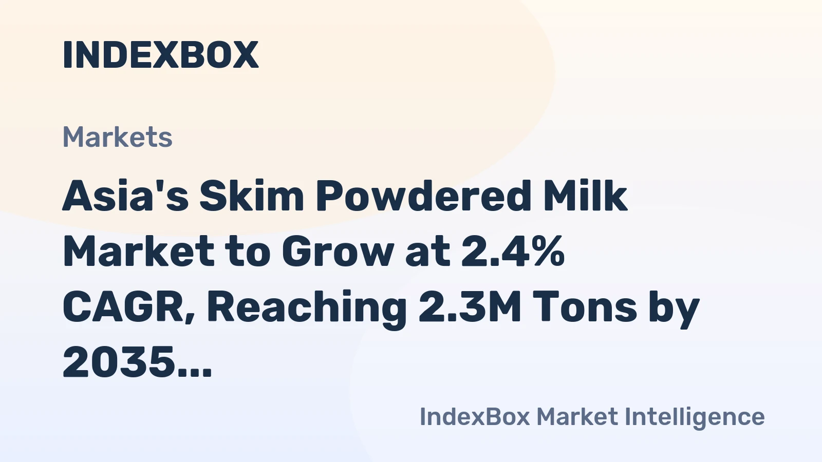 Asia's Skim Powdered Milk Market to Grow at 2.4% CAGR, Reaching 2.3M Tons by 2035