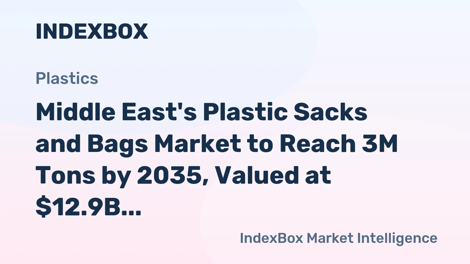 Middle East's Plastic Sacks and Bags Market to Reach 3M Tons by 2035, Valued at $12.9B