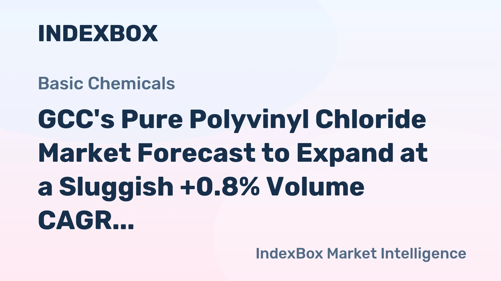 GCC's Pure Polyvinyl Chloride Market Forecast to Expand at a Sluggish +0.8% Volume CAGR Through 2035