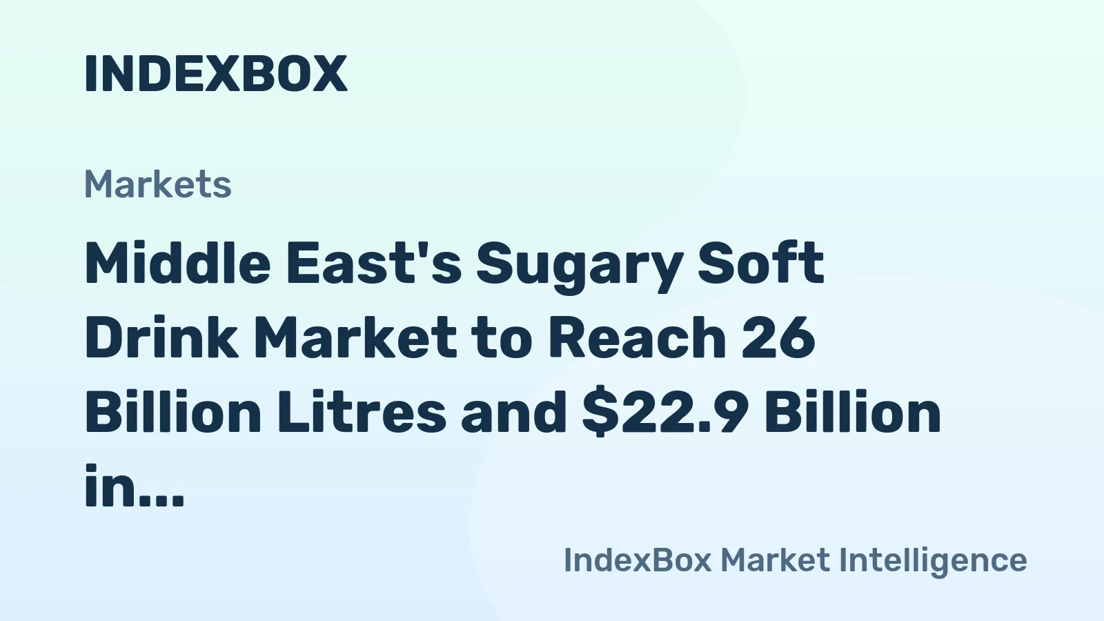 Middle East's Sugary Soft Drink Market to Reach 26 Billion Litres and $22.9 Billion in Value