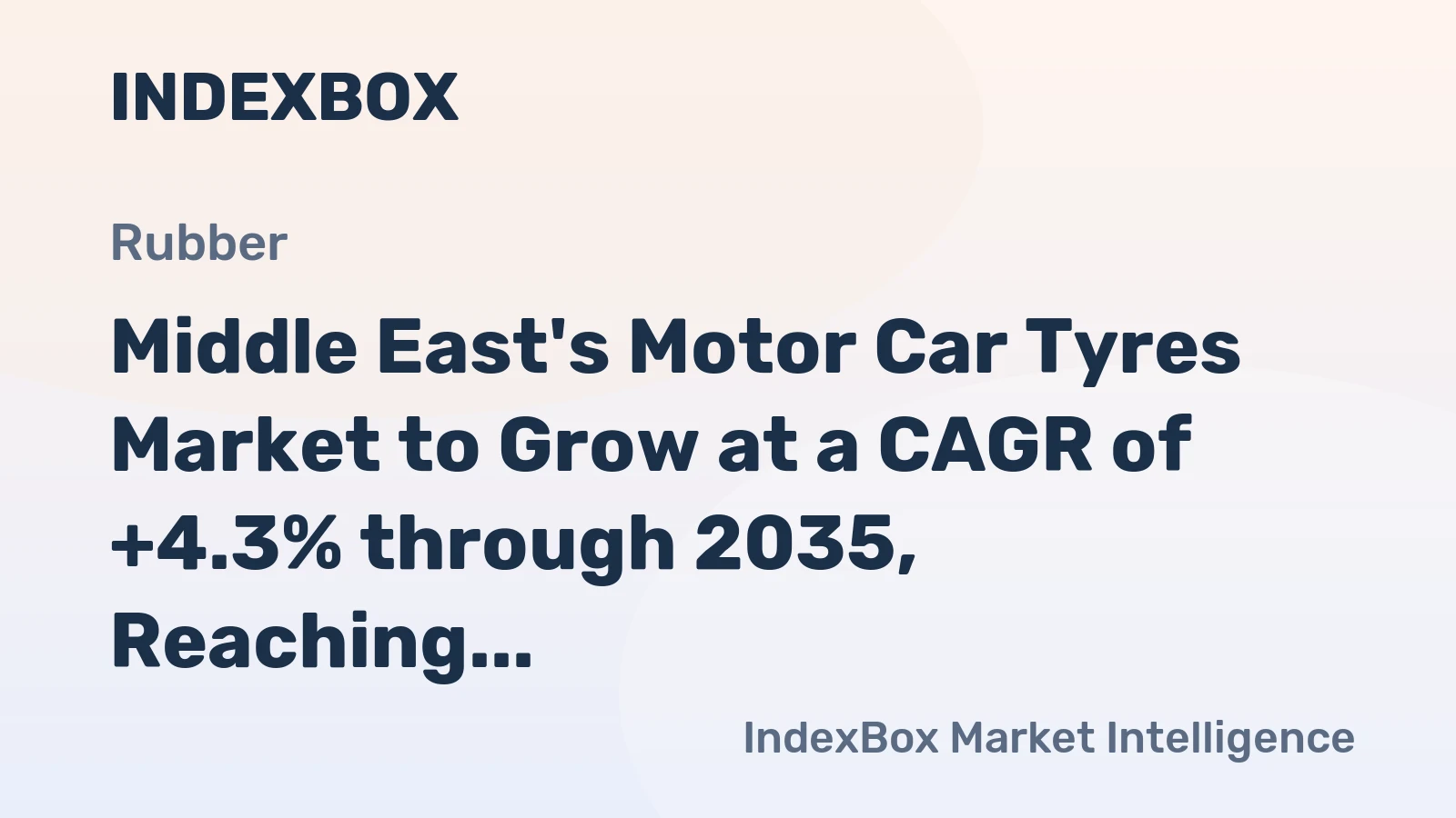 Middle East's Motor Car Tyres Market to Grow at a CAGR of +4.3% through 2035, Reaching $10.6B in Value