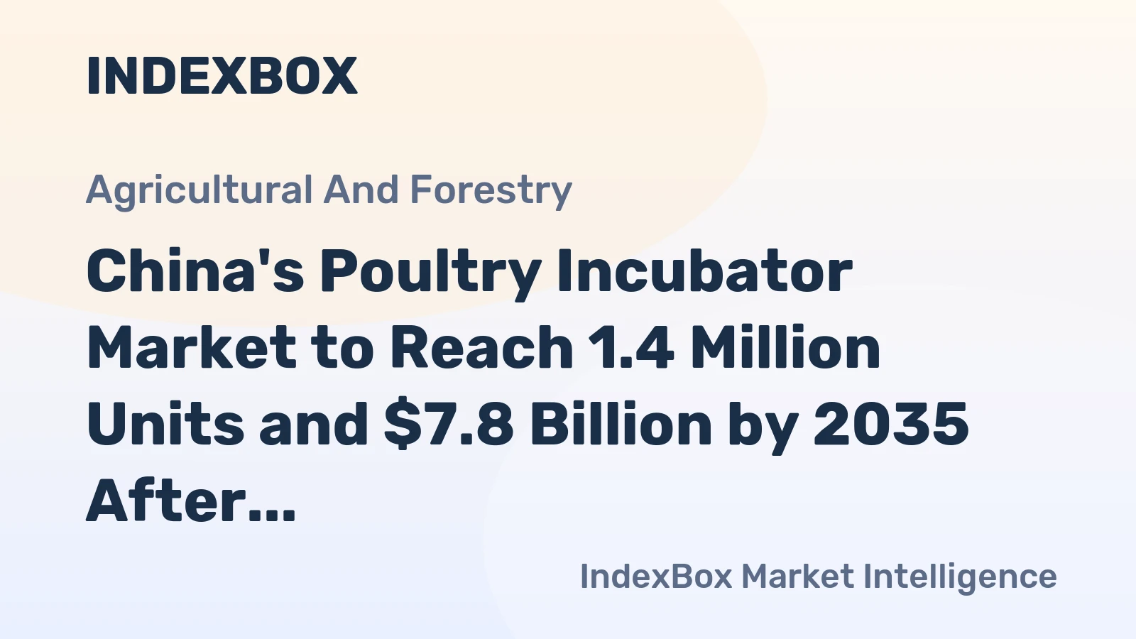 China's Poultry Incubator Market to Reach 1.4 Million Units and $7.8 Billion by 2035 After 2024 Correction