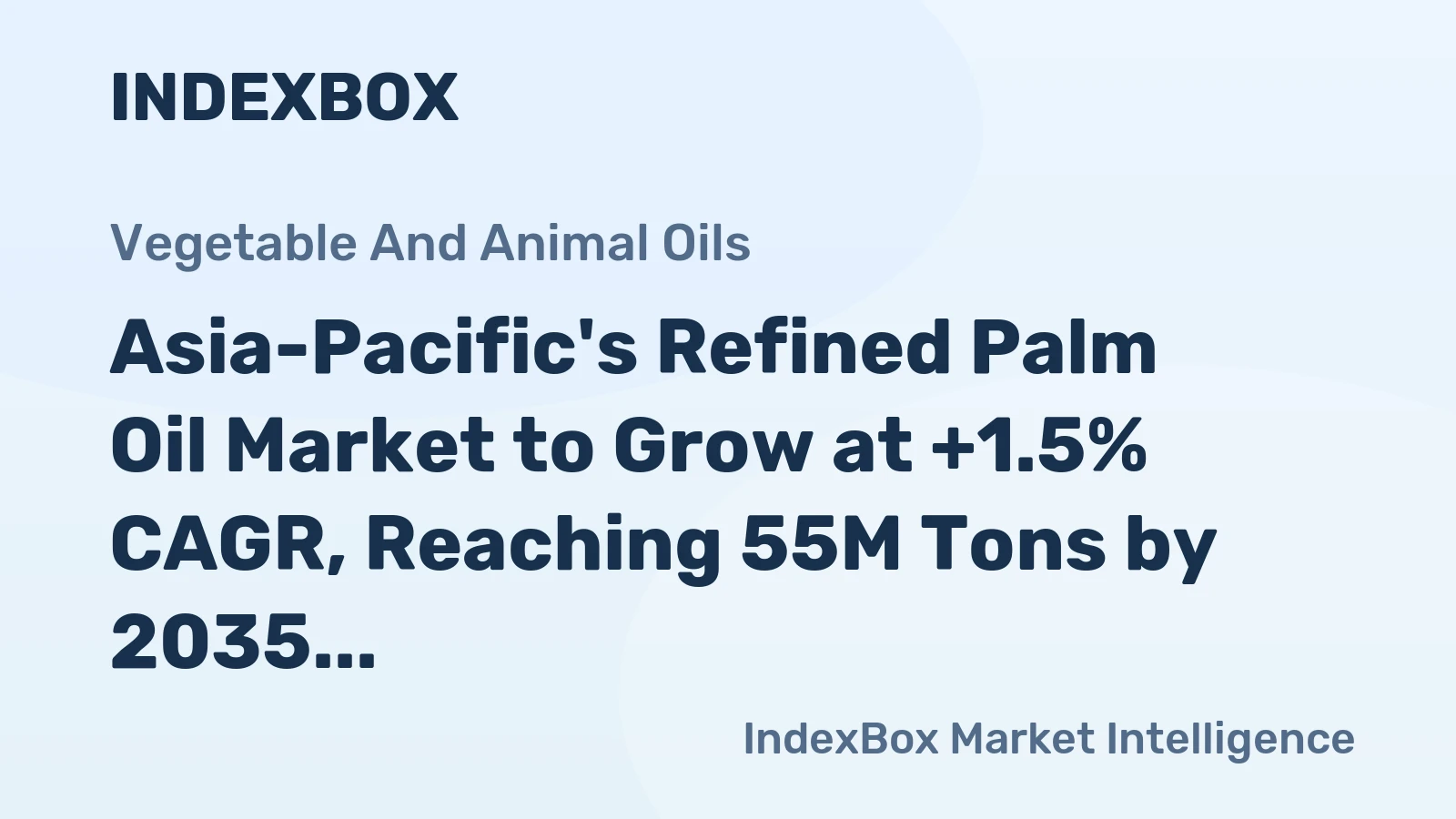 Asia-Pacific's Refined Palm Oil Market to Grow at +1.5% CAGR, Reaching 55M Tons by 2035