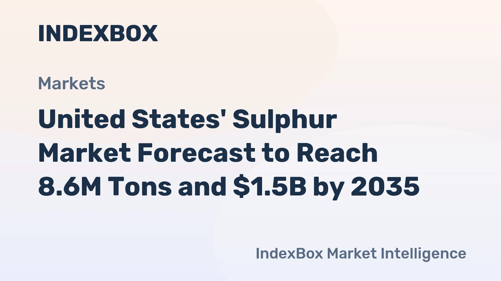 United States' Sulphur Market Forecast to Reach 8.6M Tons and $1.5B by 2035