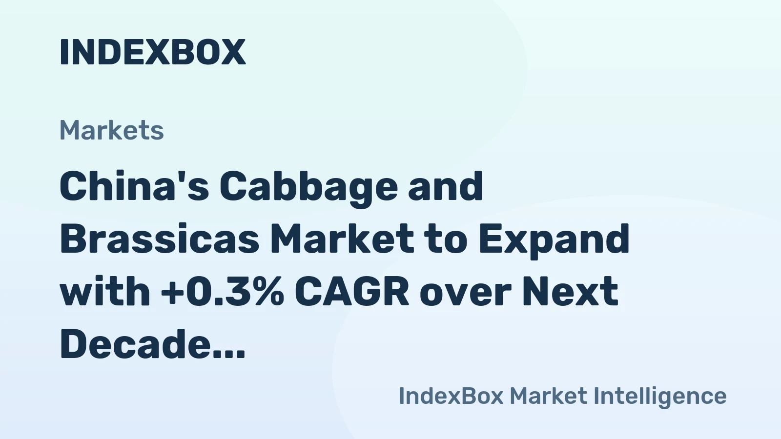 China's Cabbage and Brassicas Market to Expand with +0.3% CAGR over Next Decade