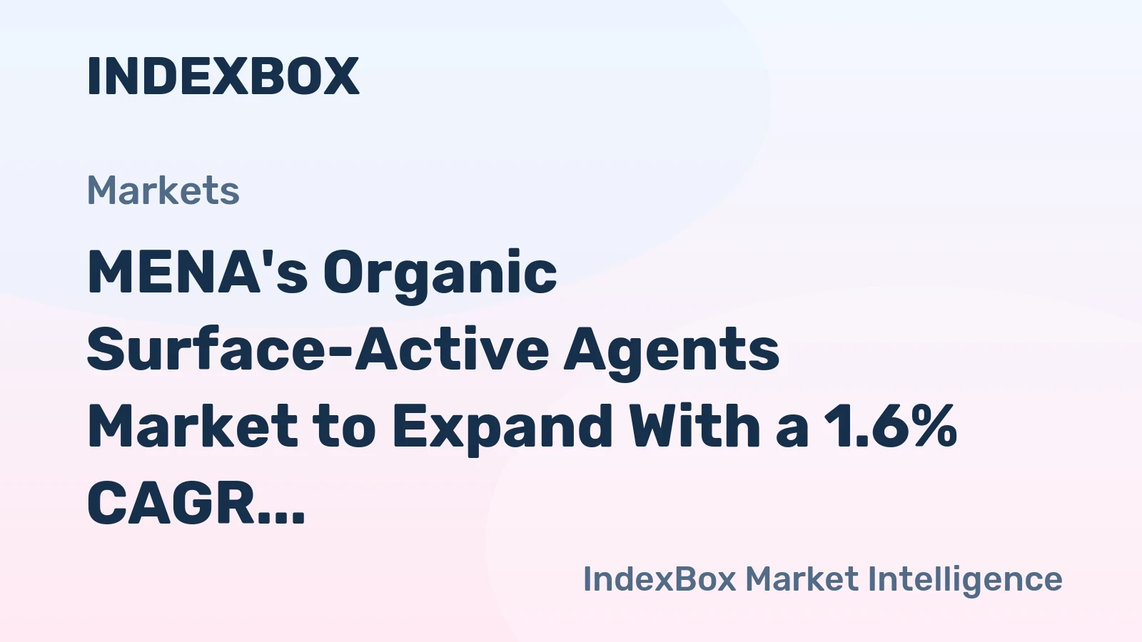 MENA's Organic Surface-Active Agents Market to Expand With a 1.6% CAGR Through 2035