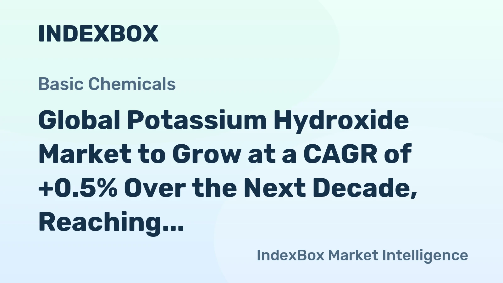 Global Potassium Hydroxide Market to Grow at a CAGR of +0.5% Over the Next Decade, Reaching $7.3B by 2035