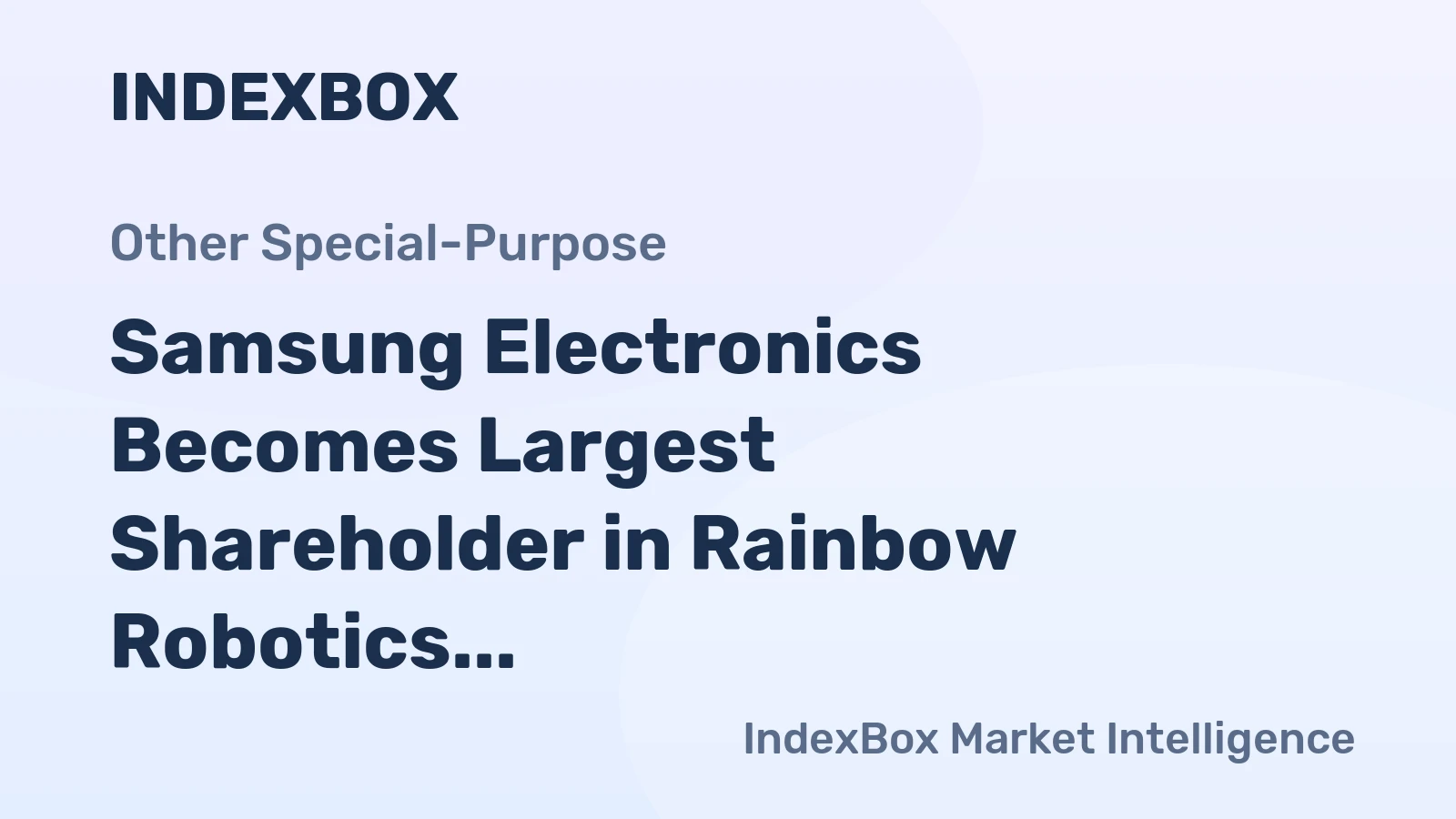 Samsung Electronics Becomes Largest Shareholder in Rainbow Robotics