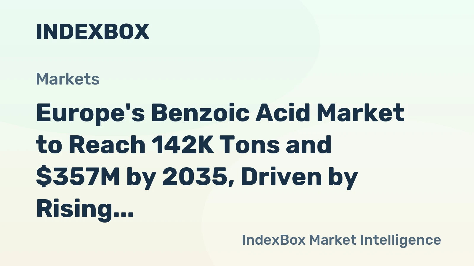 Europe's Benzoic Acid Market to Reach 142K Tons and $357M by 2035, Driven by Rising Demand