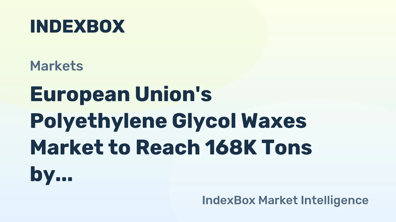 European Union's Polyethylene Glycol Waxes Market to Reach 168K Tons by 2035, Valued at $549M