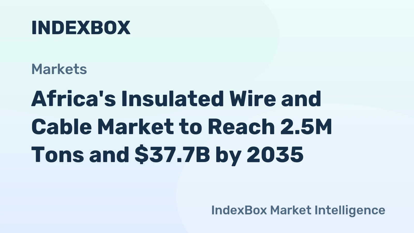 Africa's Insulated Wire and Cable Market to Reach 2.5M Tons and $37.7B by 2035