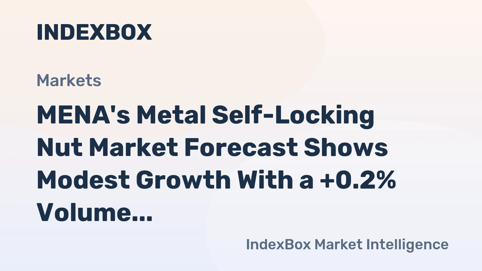 MENA's Metal Self-Locking Nut Market Forecast Shows Modest Growth With a +0.2% Volume CAGR
