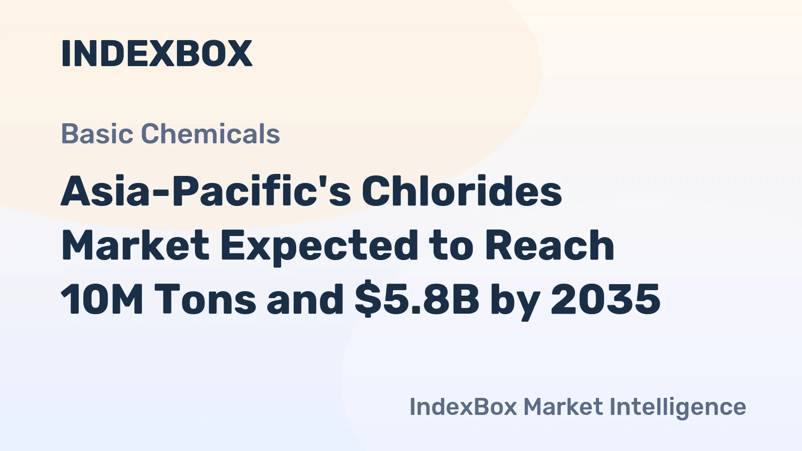 Asia-Pacific's Chlorides Market Expected to Reach 10M Tons and $5.8B by 2035