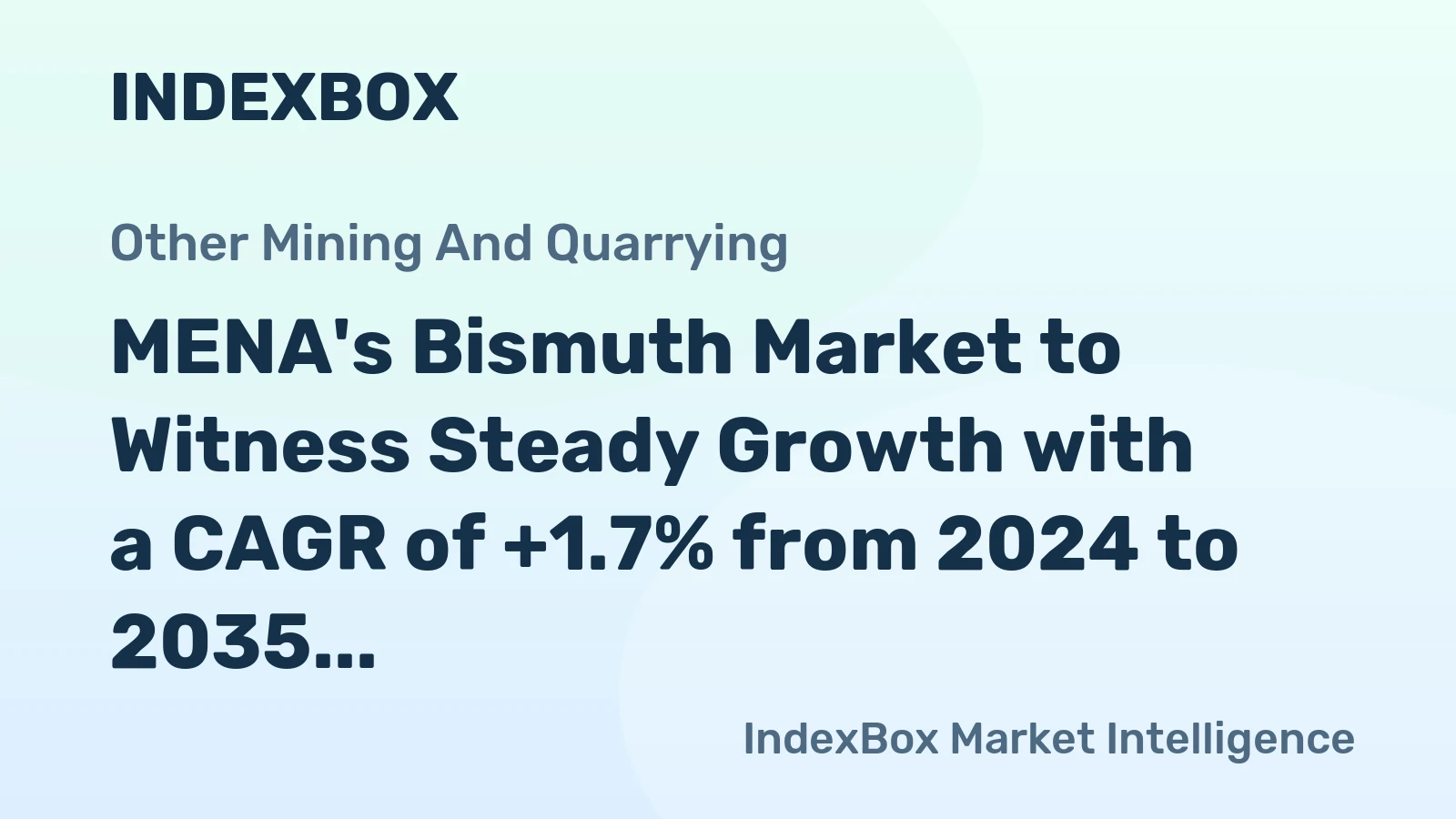 MENA's Bismuth Market to Witness Steady Growth with a CAGR of +1.7% from 2024 to 2035