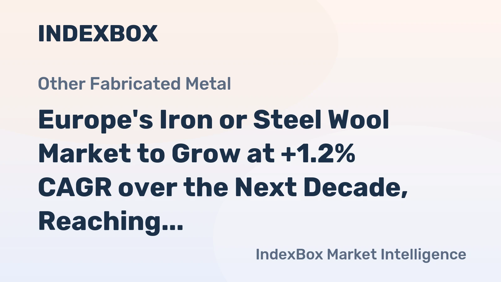 Europe's Iron or Steel Wool Market to Grow at +1.2% CAGR over the Next Decade, Reaching $10.7B by 2035