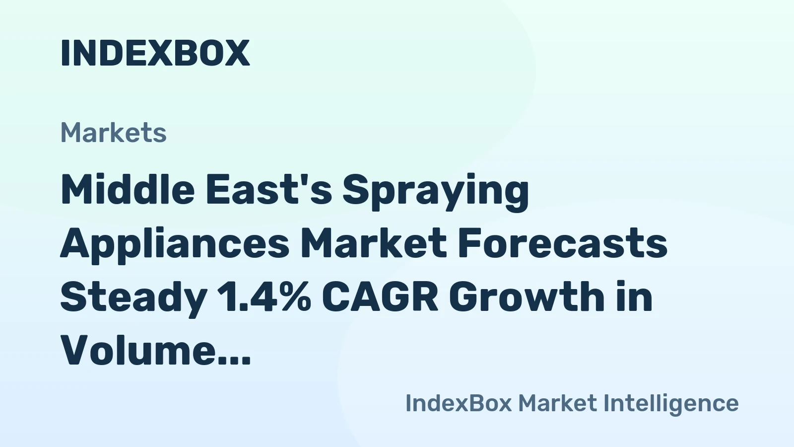 Middle East's Spraying Appliances Market Forecasts Steady 1.4% CAGR Growth in Volume