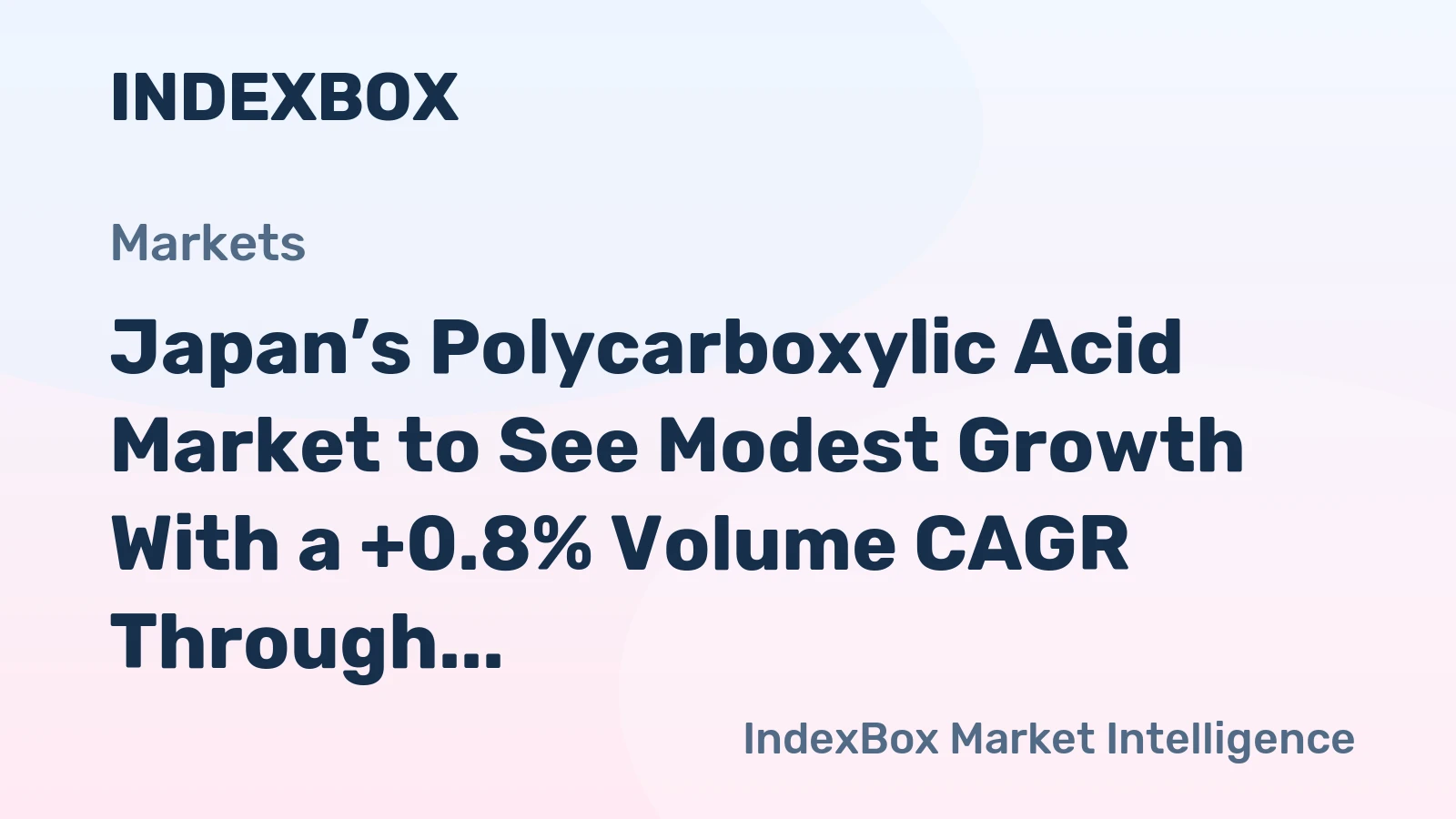 Japan’s Polycarboxylic Acid Market to See Modest Growth With a +0.8% Volume CAGR Through 2035