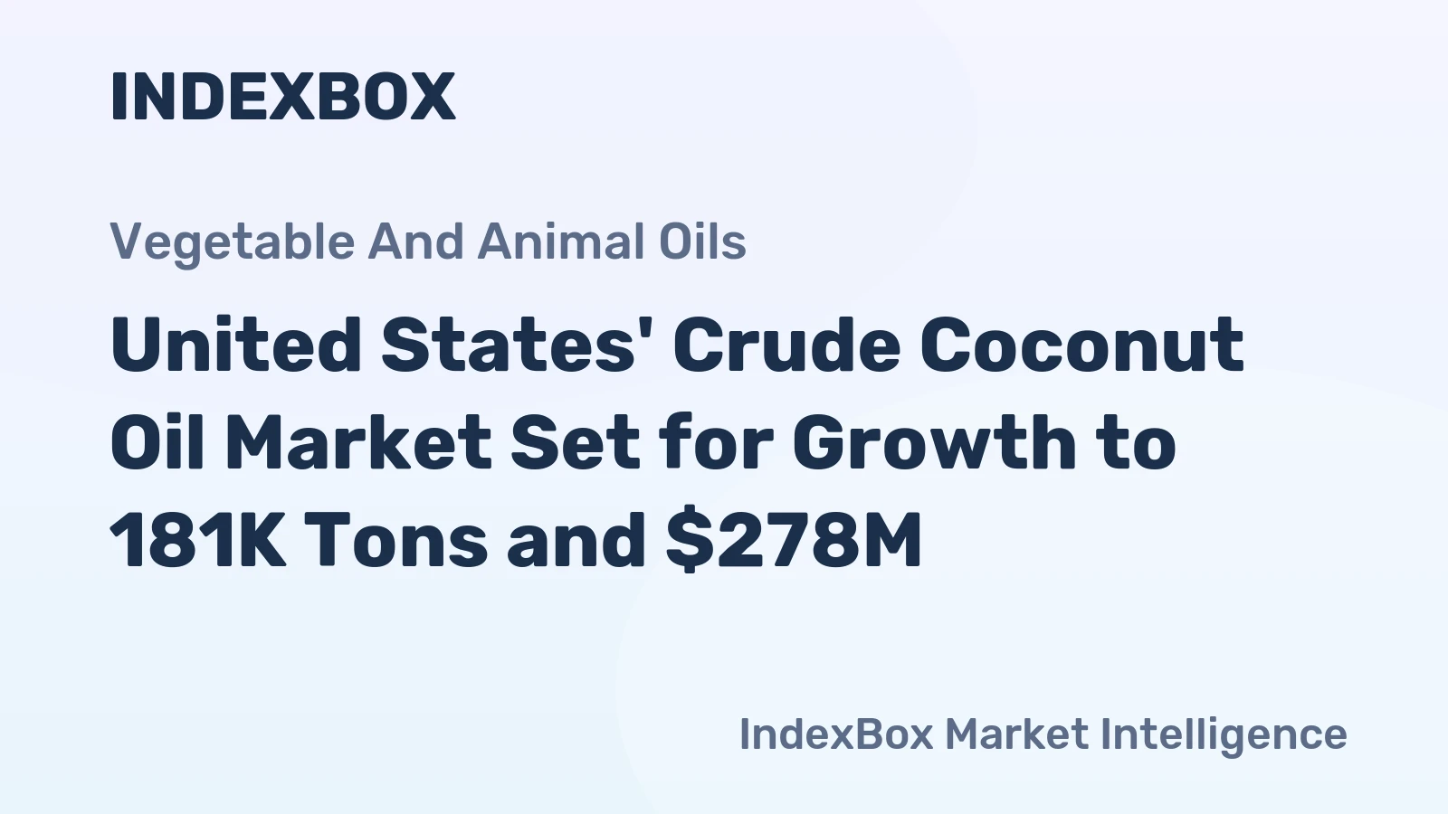United States' Crude Coconut Oil Market Set for Growth to 181K Tons and $278M