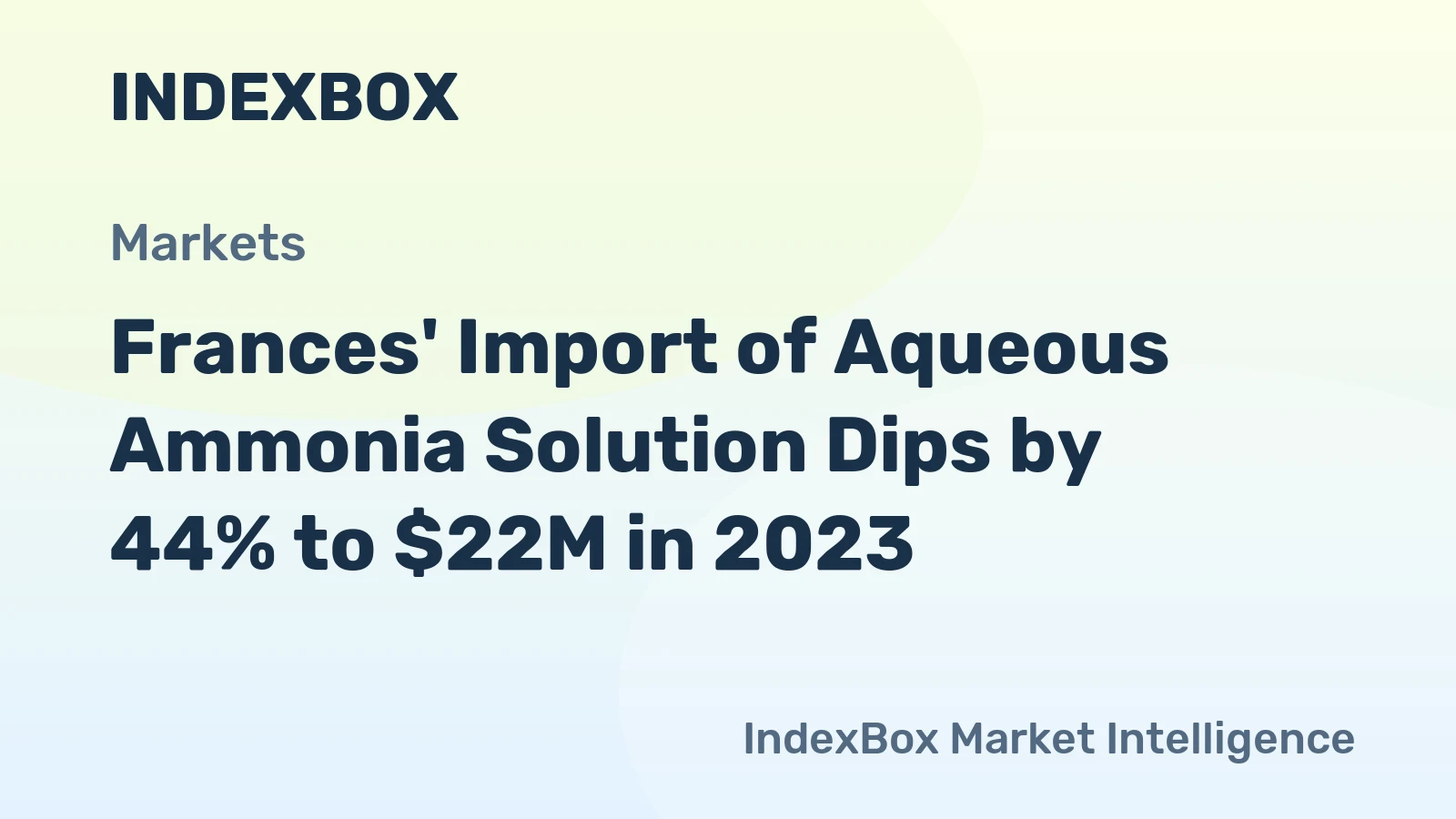 Frances' Import of Aqueous Ammonia Solution Dips by 44% to $22M in 2023