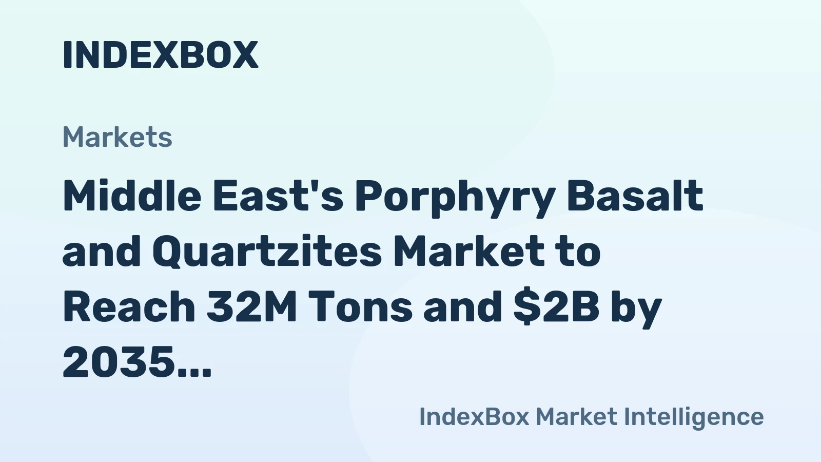 Middle East's Porphyry Basalt and Quartzites Market to Reach 32M Tons and $2B by 2035