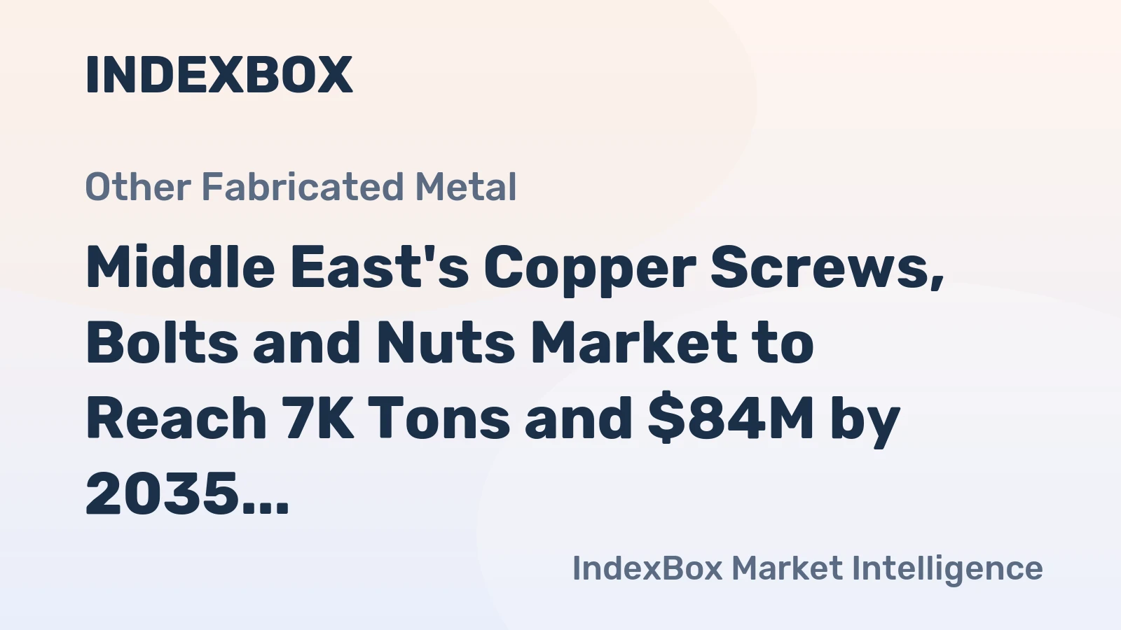 Middle East's Copper Screws, Bolts and Nuts Market to Reach 7K Tons and $84M by 2035