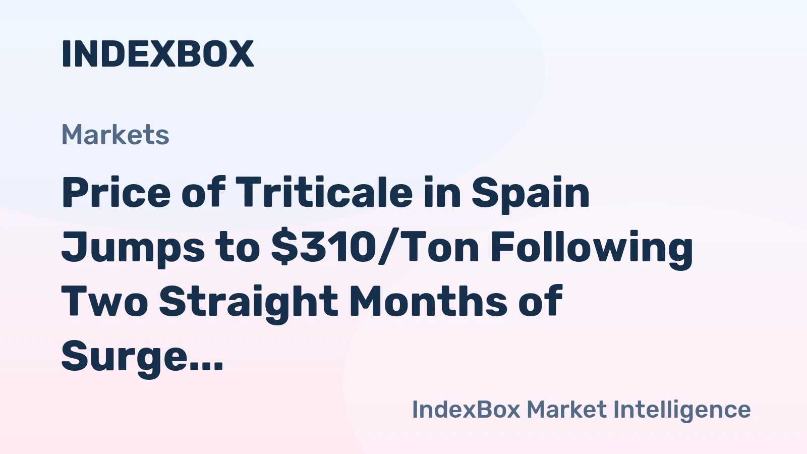 Price of Triticale in Spain Jumps to $310/Ton Following Two Straight Months of Surge