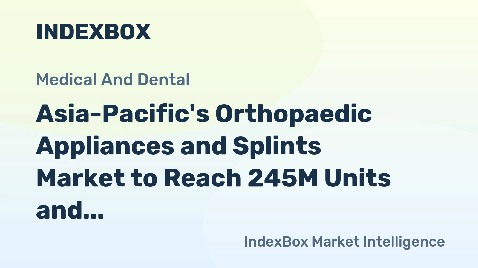 Asia-Pacific's Orthopaedic Appliances and Splints Market to Reach 245M Units and $40.9B by 2035