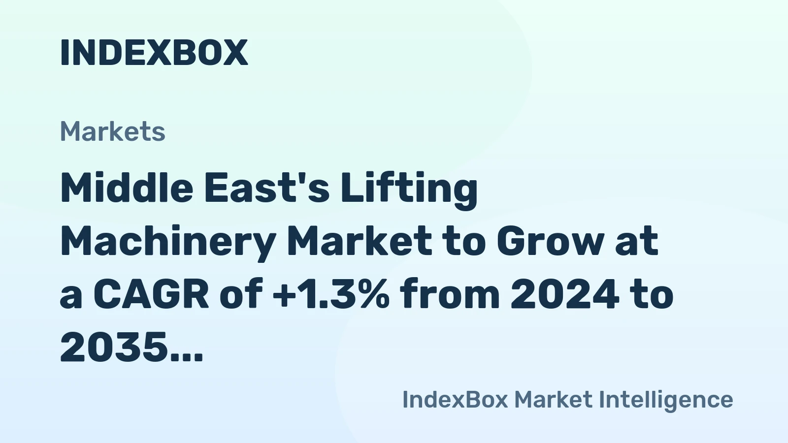 Middle East's Lifting Machinery Market to Grow at a CAGR of +1.3% from 2024 to 2035