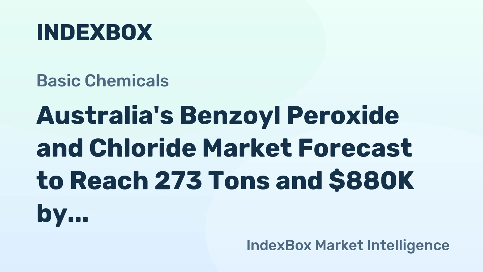 Australia's Benzoyl Peroxide and Chloride Market Forecast to Reach 273 Tons and $880K by 2035