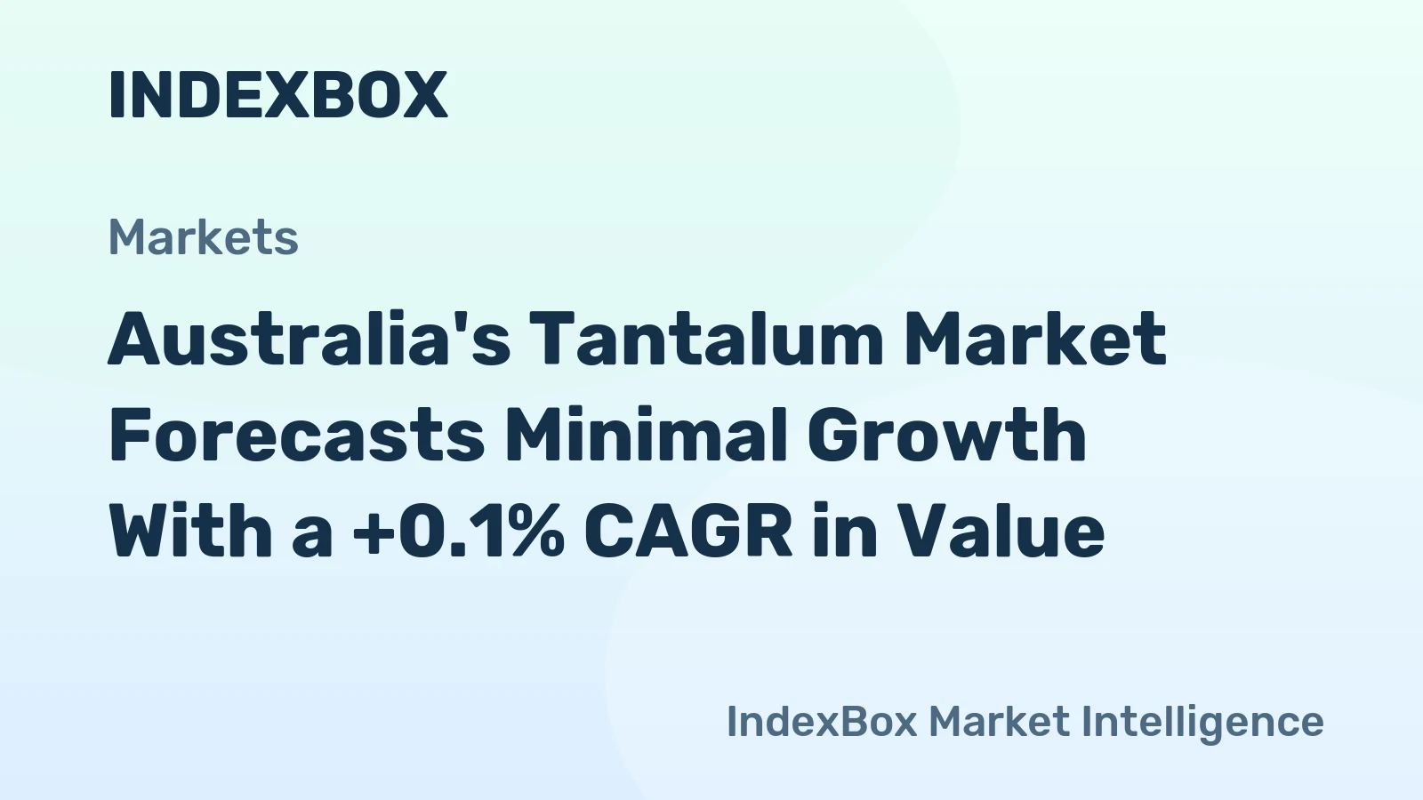 Australia's Tantalum Market Forecasts Minimal Growth With a +0.1% CAGR in Value