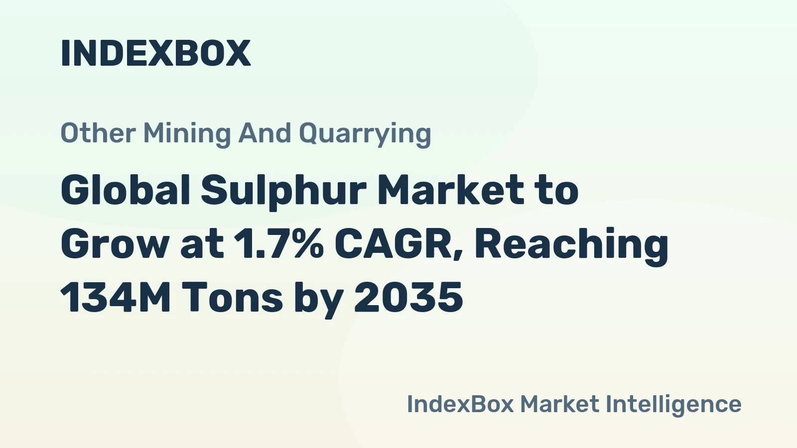 Global Sulphur Market to Grow at 1.7% CAGR, Reaching 134M Tons by 2035