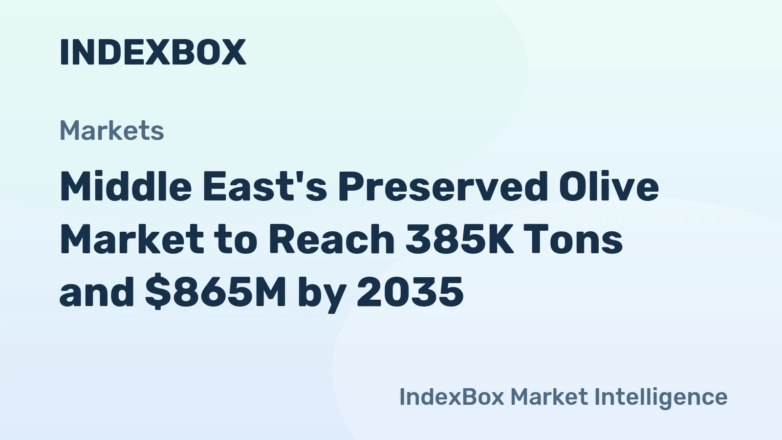 Middle East's Preserved Olive Market to Reach 385K Tons and $865M by 2035