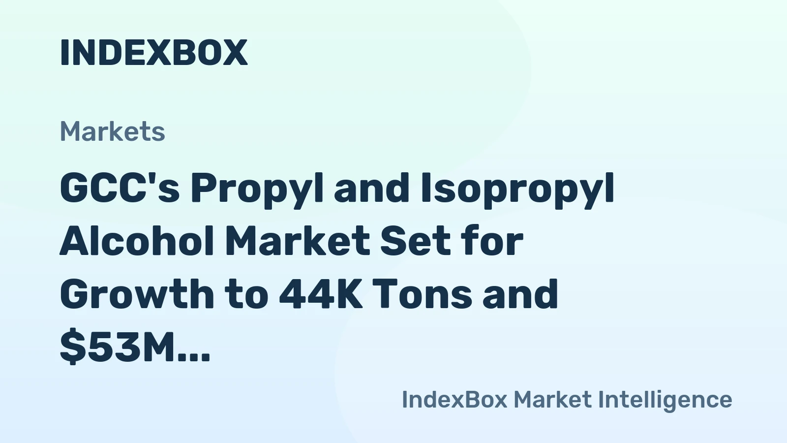 GCC's Propyl and Isopropyl Alcohol Market Set for Growth to 44K Tons and $53M by 2035
