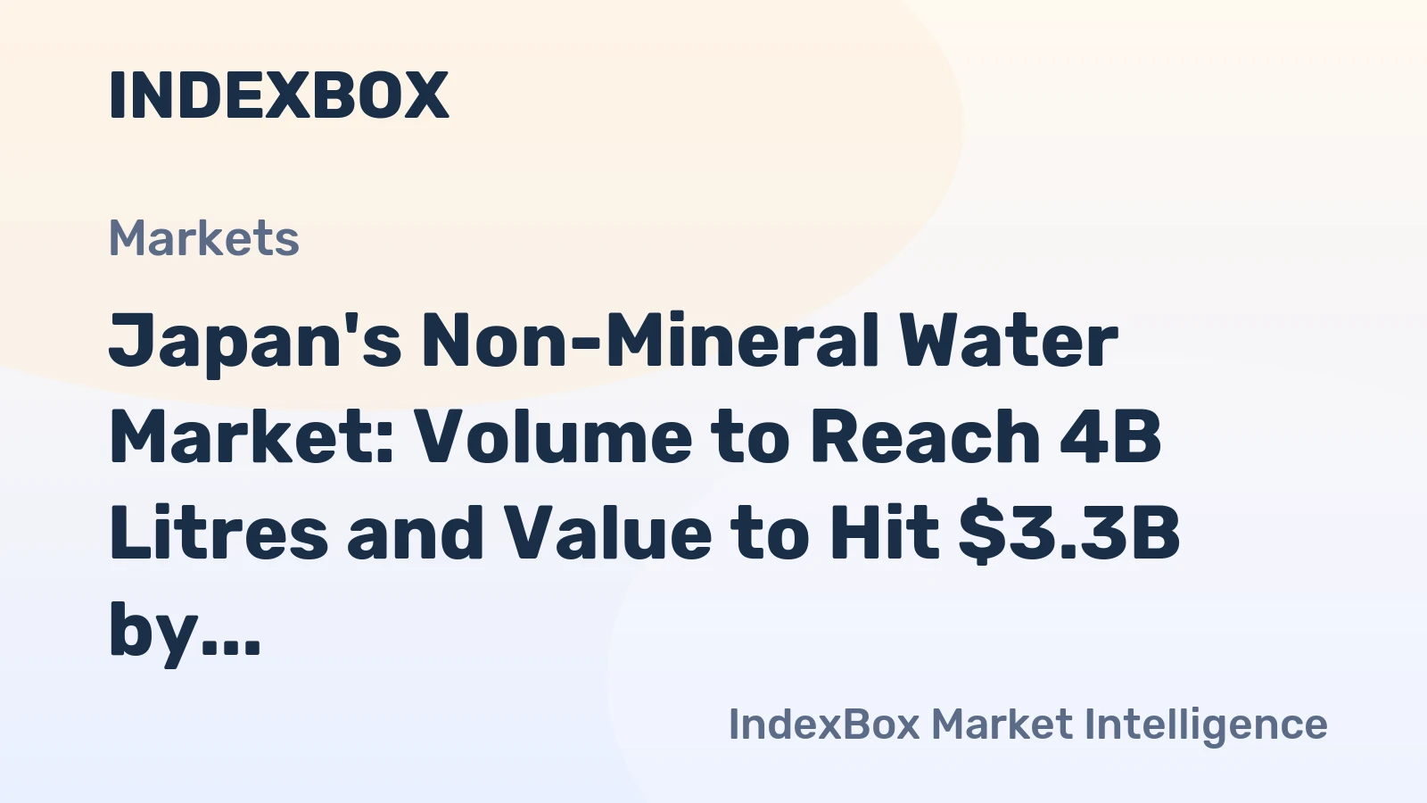 Japan's Non-Mineral Water Market: Volume to Reach 4B Litres and Value to Hit $3.3B by 2035