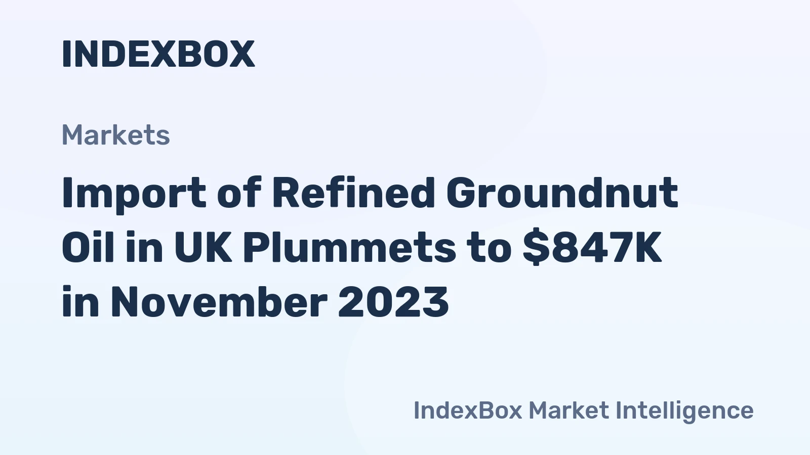 Import of Refined Groundnut Oil in UK Plummets to $847K in November 2023