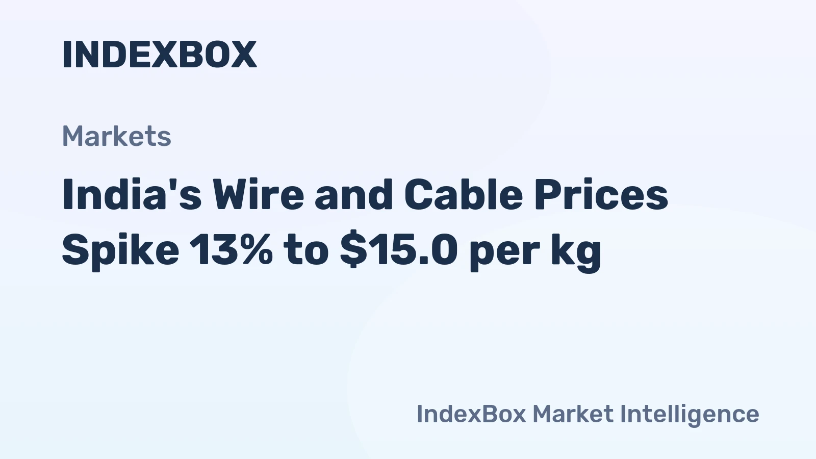 India's Wire and Cable Prices Spike 13% to $15.0 per kg