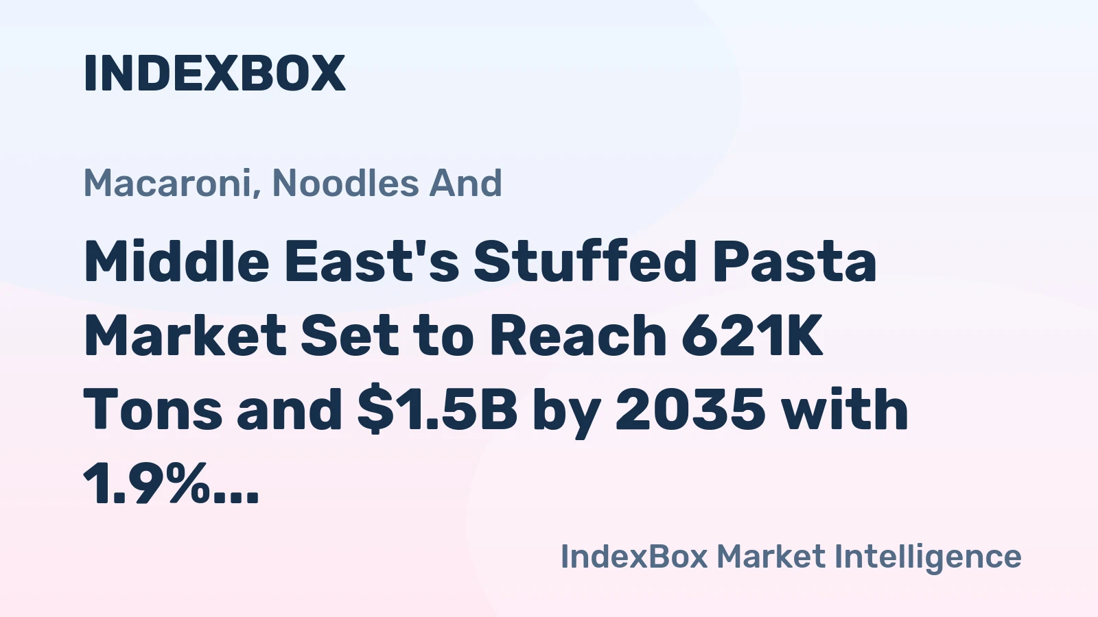 Middle East's Stuffed Pasta Market Set to Reach 621K Tons and $1.5B by 2035 with 1.9% and 2.4% CAGR