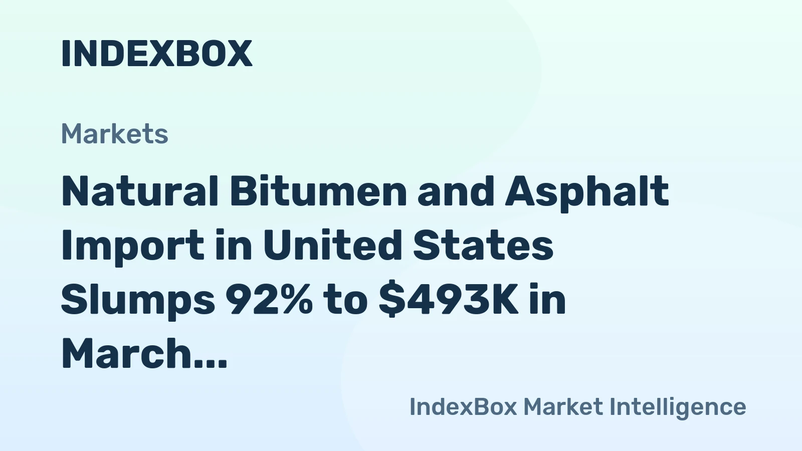 Natural Bitumen and Asphalt Import in United States Slumps 92% to $493K in March 2023