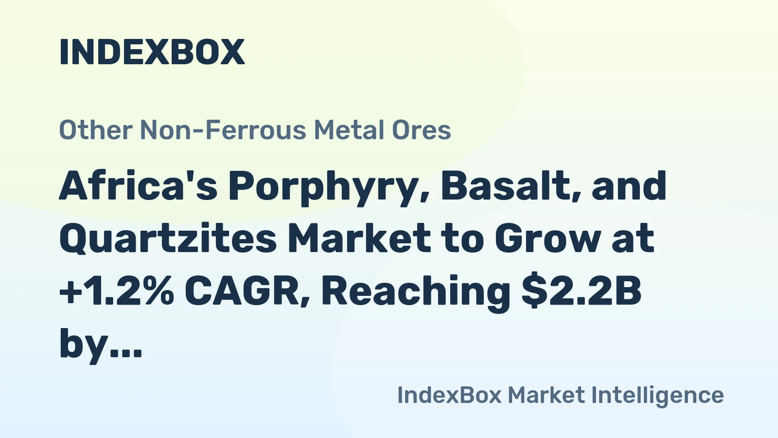 Africa's Porphyry, Basalt, and Quartzites Market to Grow at +1.2% CAGR, Reaching $2.2B by 2035