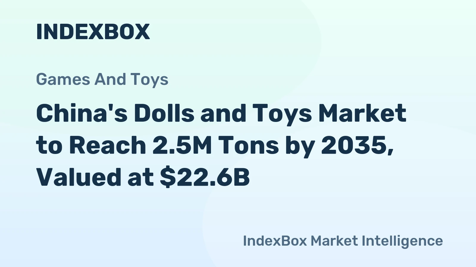 China's Dolls and Toys Market to Reach 2.5M Tons by 2035, Valued at $22.6B