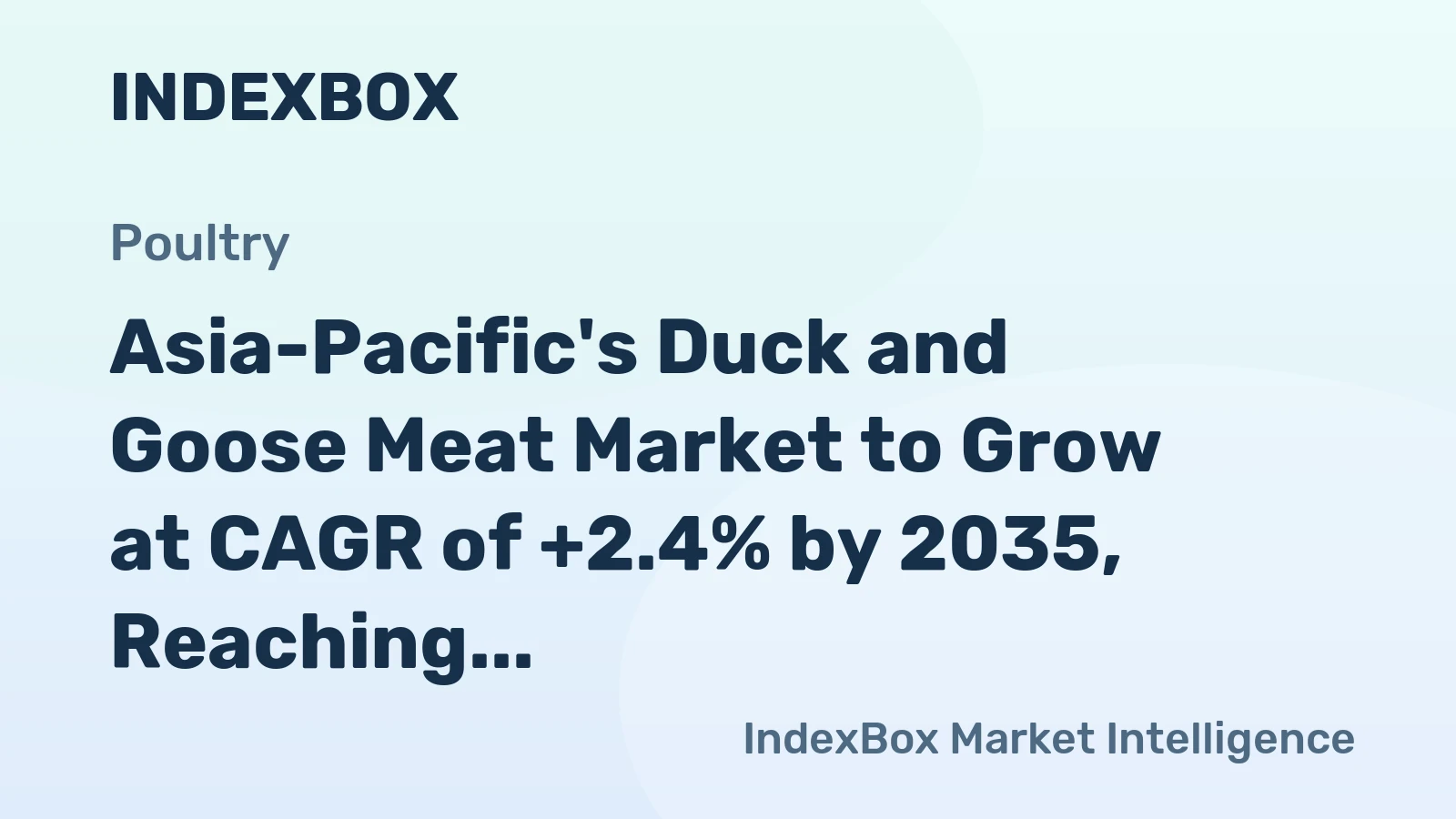 Asia-Pacific's Duck and Goose Meat Market to Grow at CAGR of +2.4% by 2035, Reaching $34.5B in Value
