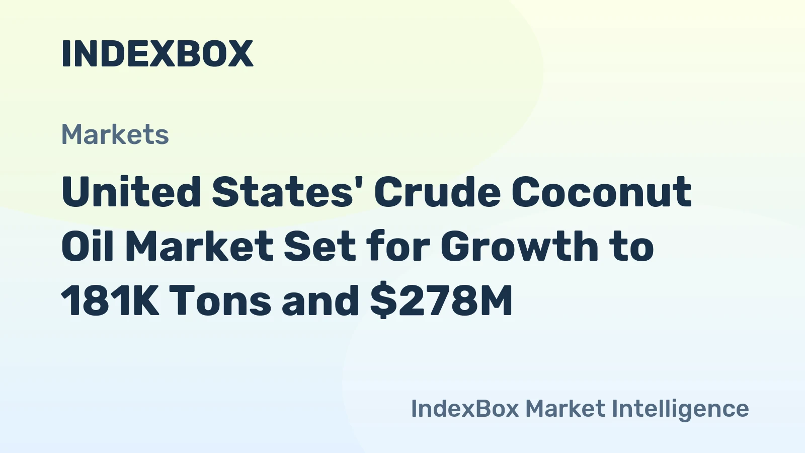 United States' Crude Coconut Oil Market Set for Growth to 181K Tons and $278M